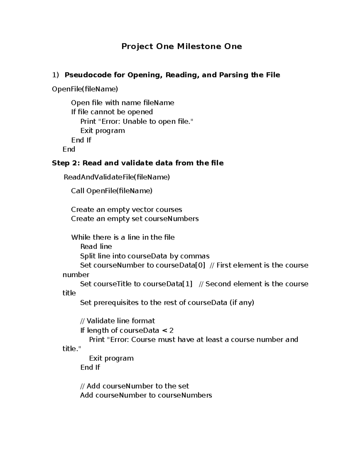 Project 3-3 Milestone 1: Vector Data Structure Pseudocode Guide - Studocu