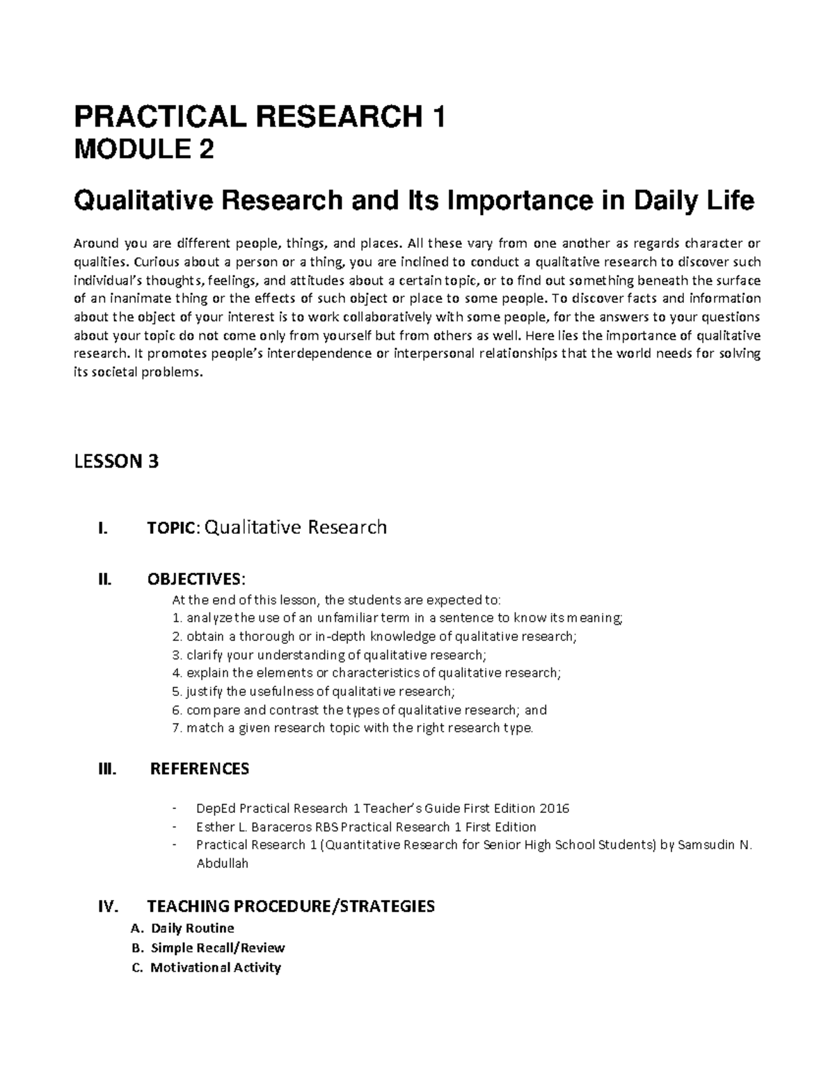 Lesson 3 Qualitative Research - PRACTICAL RESEARCH 1 MODULE 2 ...