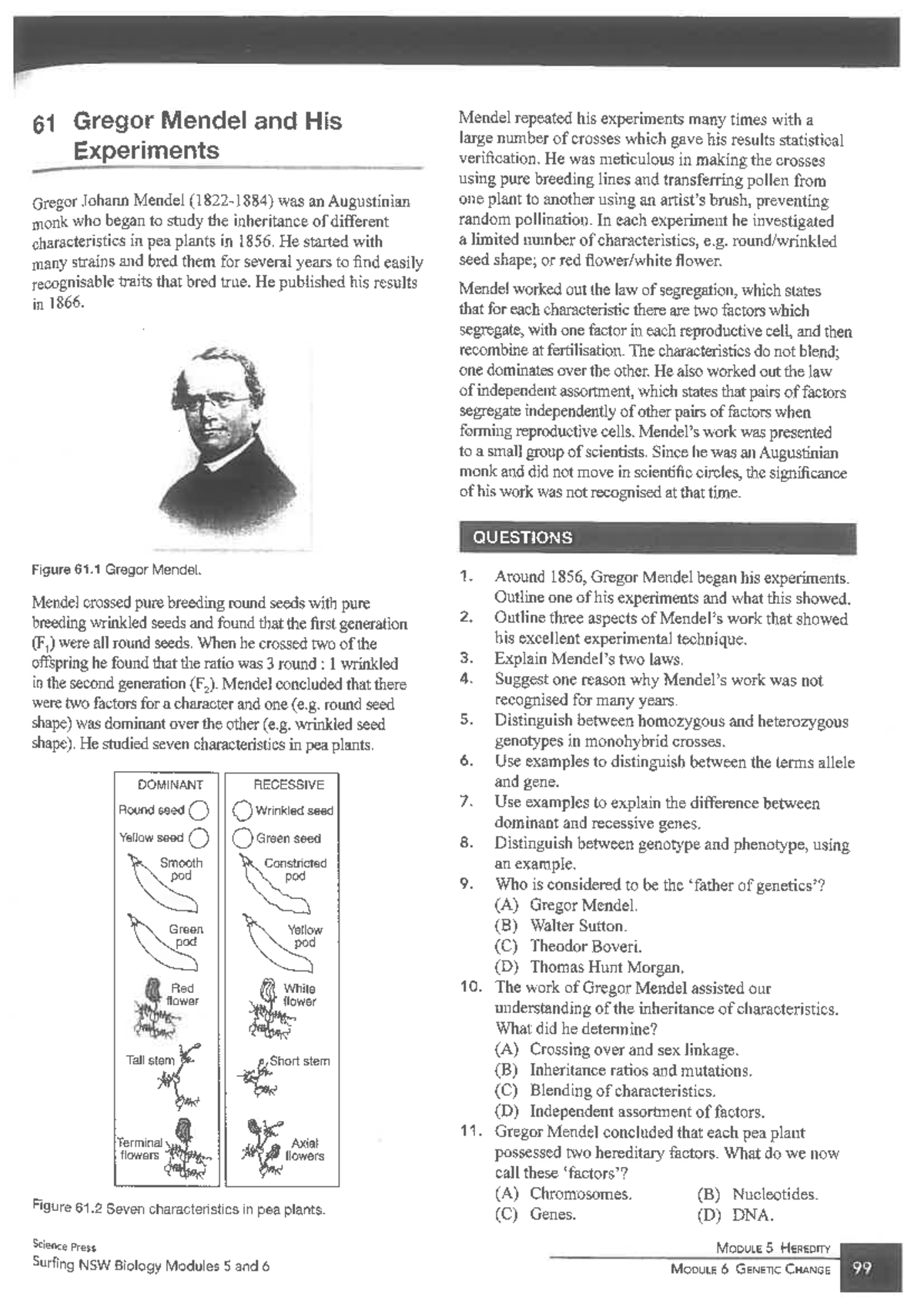 07a. Gregor Mendel's Experiments on Inheritance in Pea Plants - Studocu