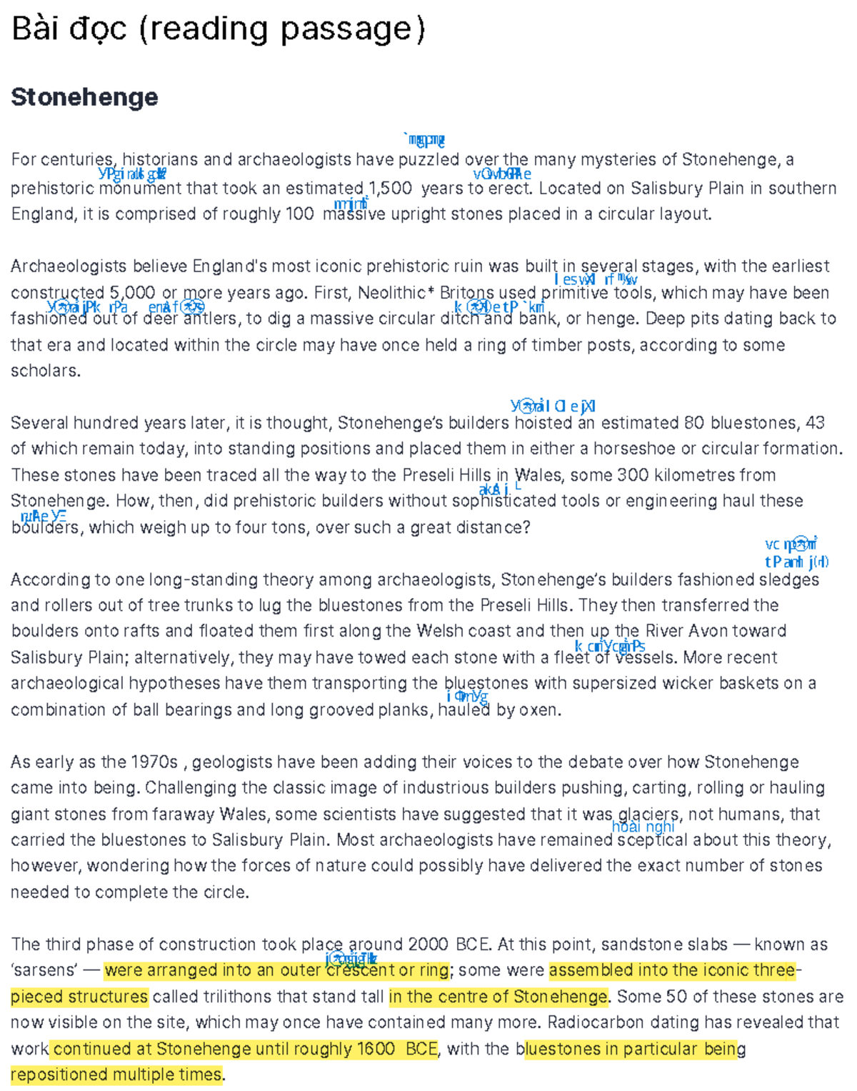 Stonehenge: Mysteries of the Prehistoric Monument (Reading Passage ...