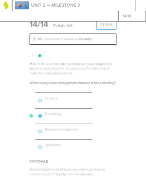 Milestone 1 Marketing - 16/19 that's 84% 16 questions were answered ...