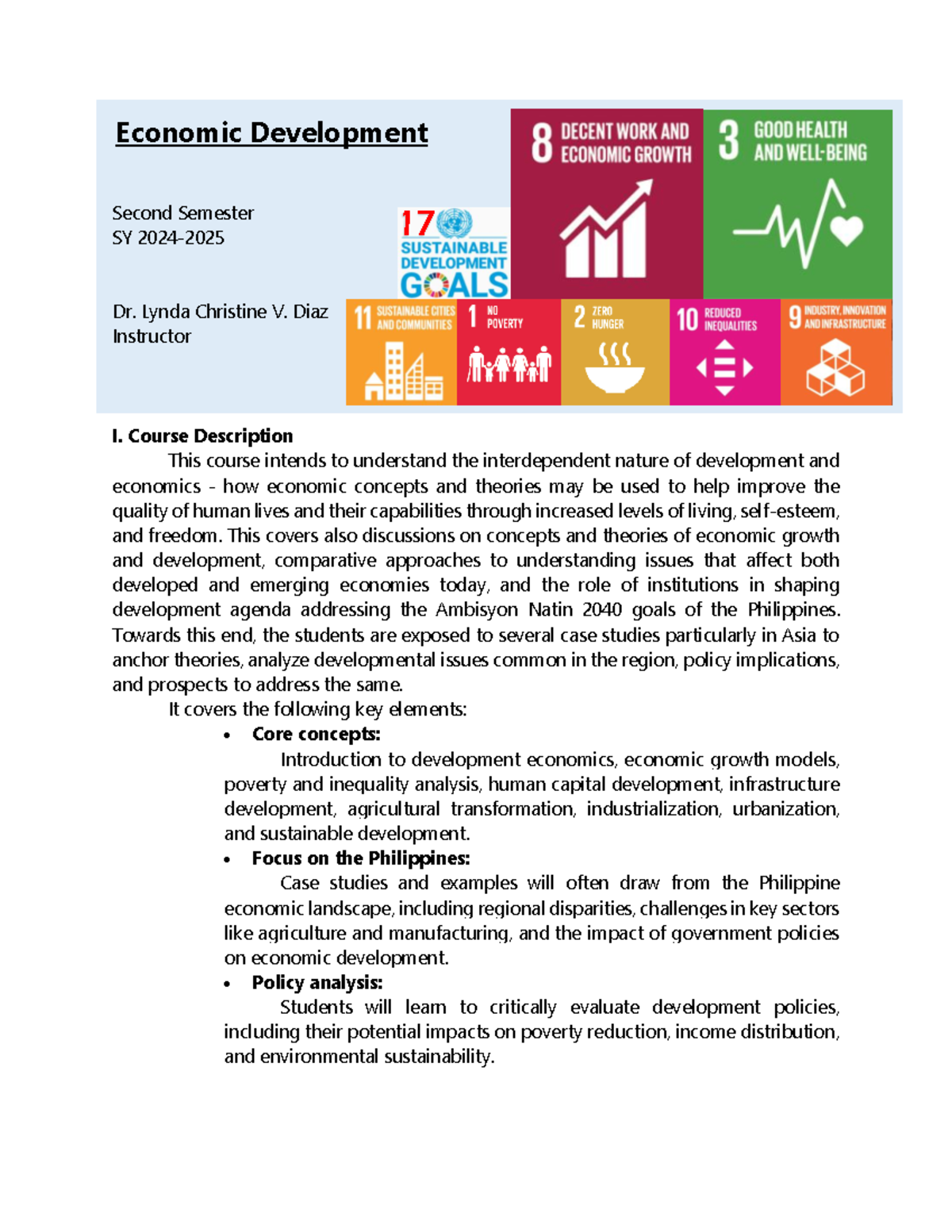 ECON 202: Economic Development Final Exam Study Guide (SY 2024-2025 ...