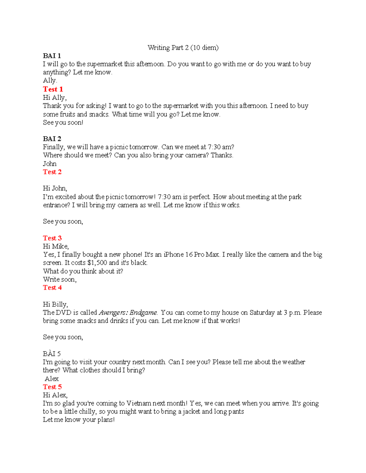 De Cuong On Tap: Writing Part 2 (10 diem) - Studocu