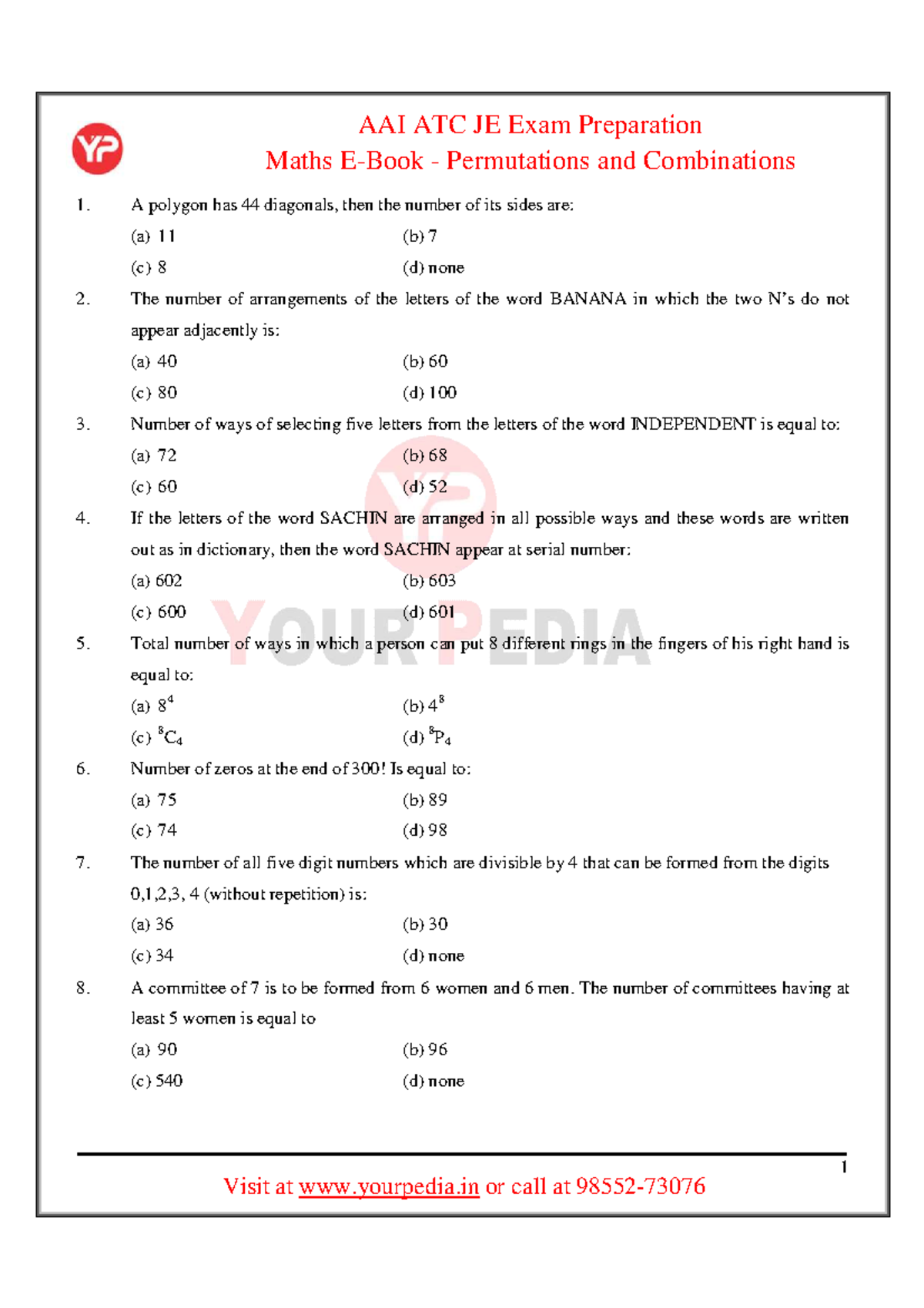 AAI ATC JE Exam Prep: Maths Permutations & Combinations Guide - Studocu