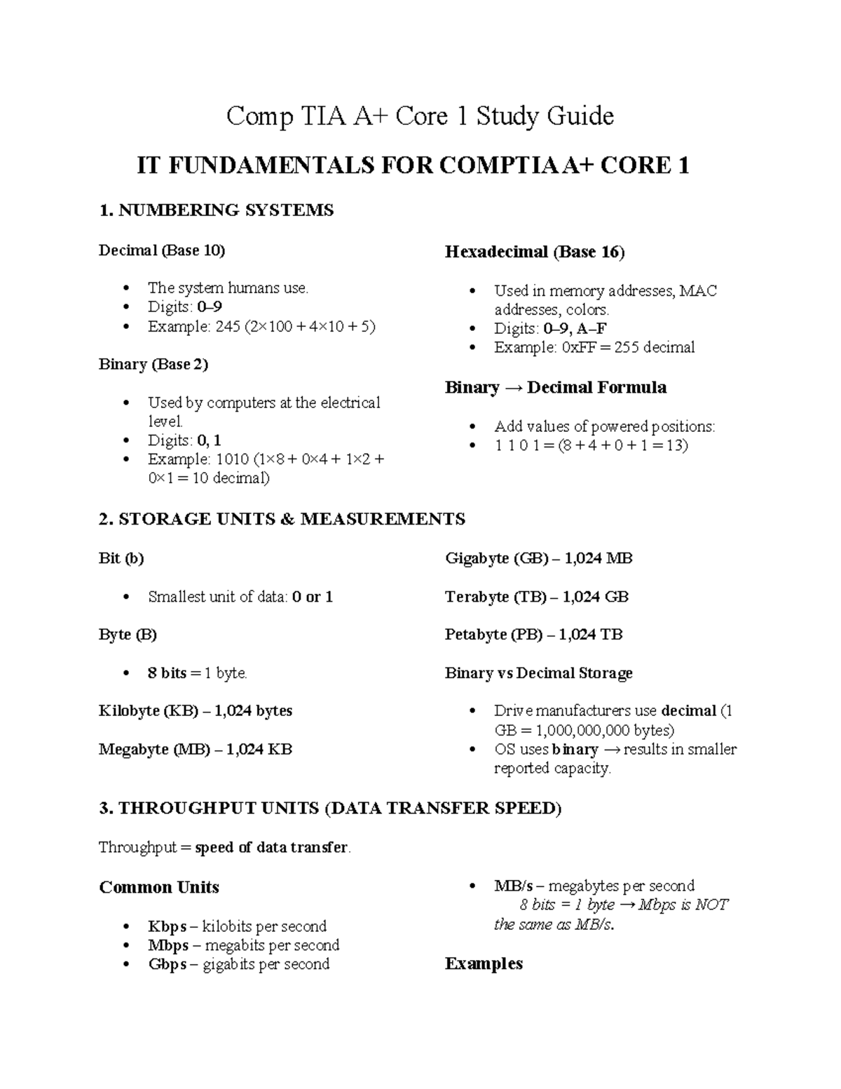 CompTIA Core 1 Study Guide: Domain 1 Mobile Devices Overview - Studocu