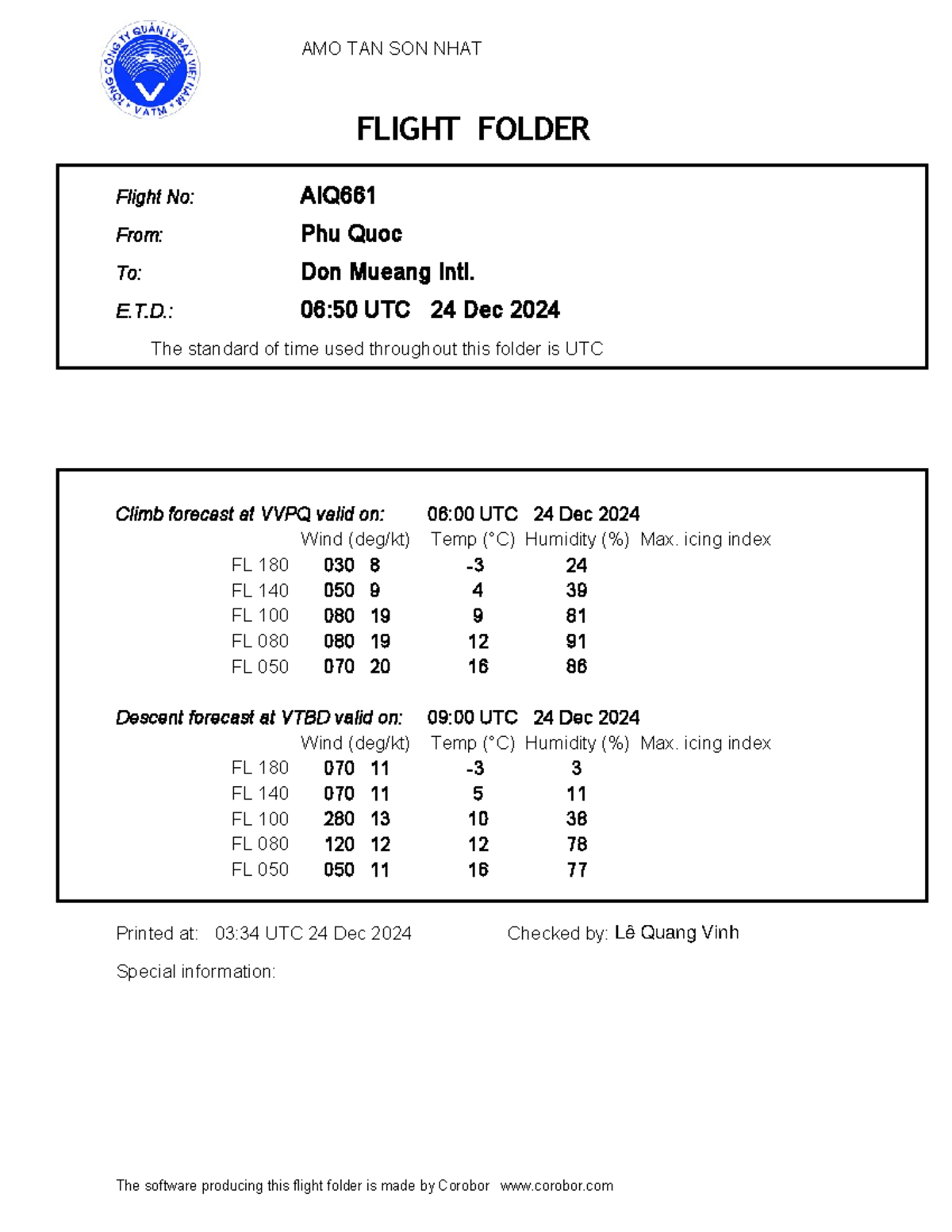 AIQ661 Flight Folder: VVPQ to VTBD Climb & Descent Forecasts 24DEC ...