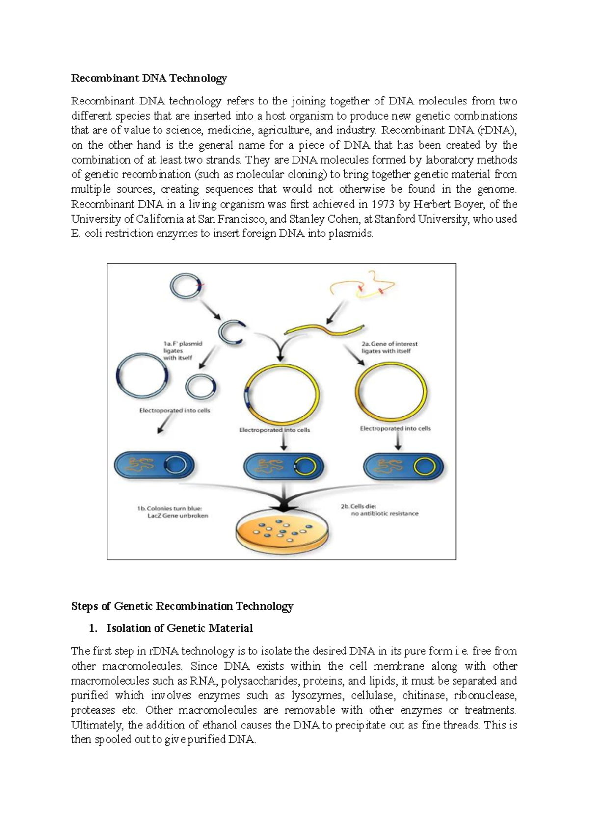 Recombinant DNA Technology: Comprehensive Study Notes for 2023 - Studocu