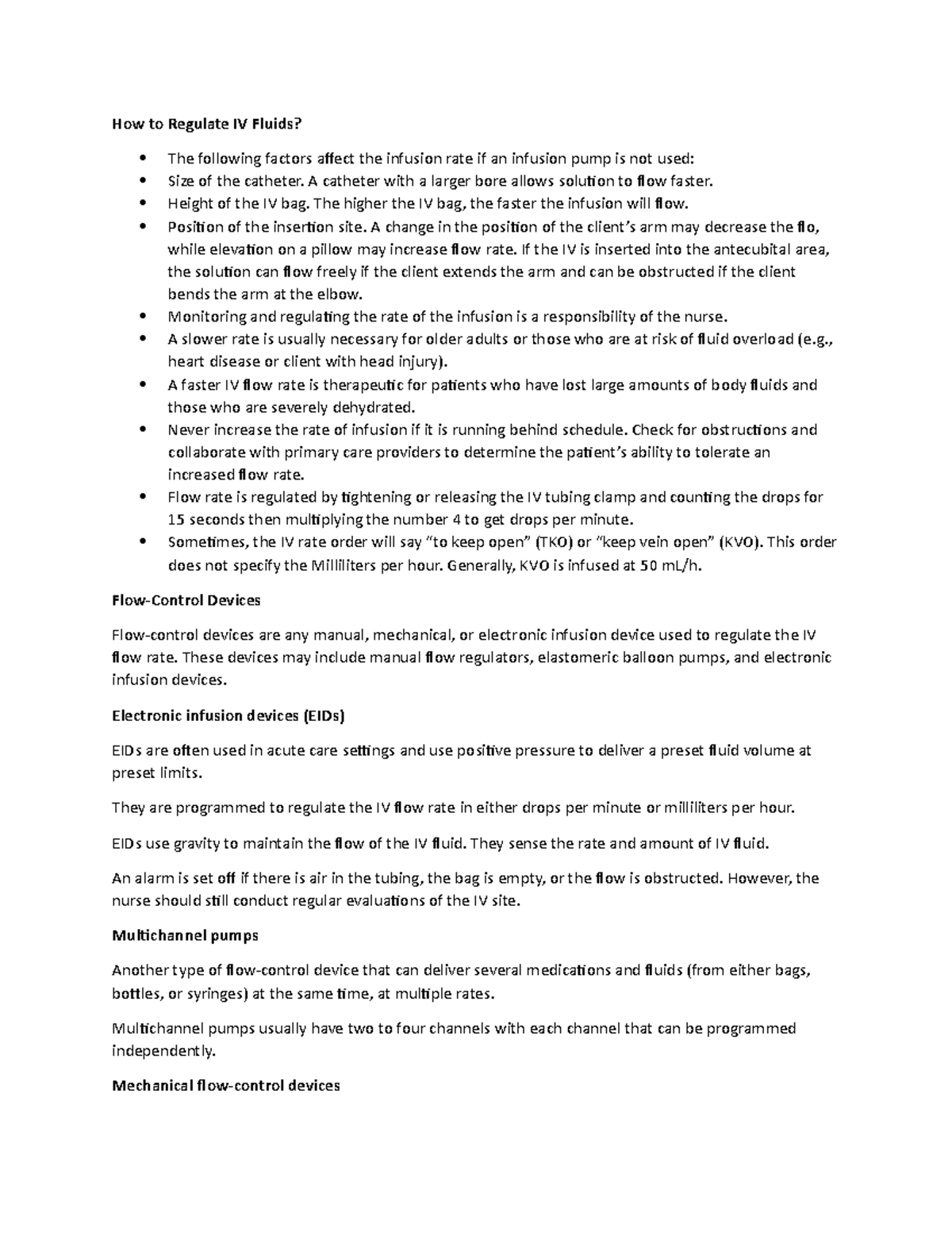 How to Regulate IV Fluids - A catheter with a larger bore allows ...