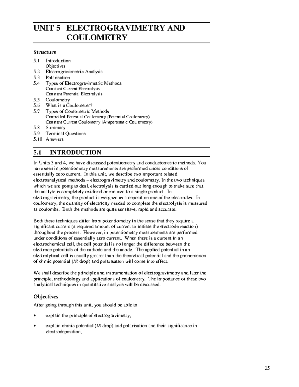 UNIT 5 Electrogravimetry AND Coulometry - Ignou - Electrogravimetry and ...