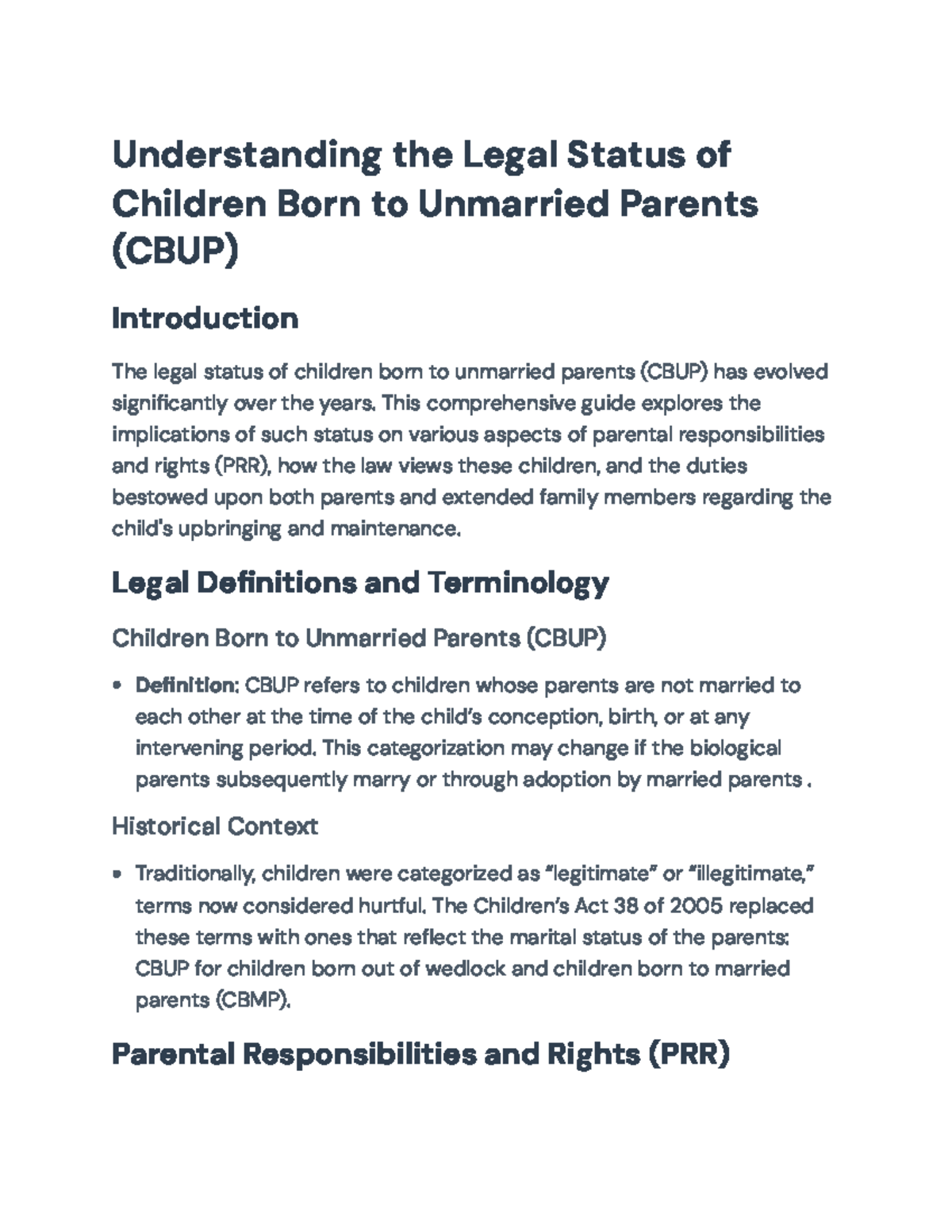 Legal Status & Parental Rights of Children Born to Unmarried Parents ...