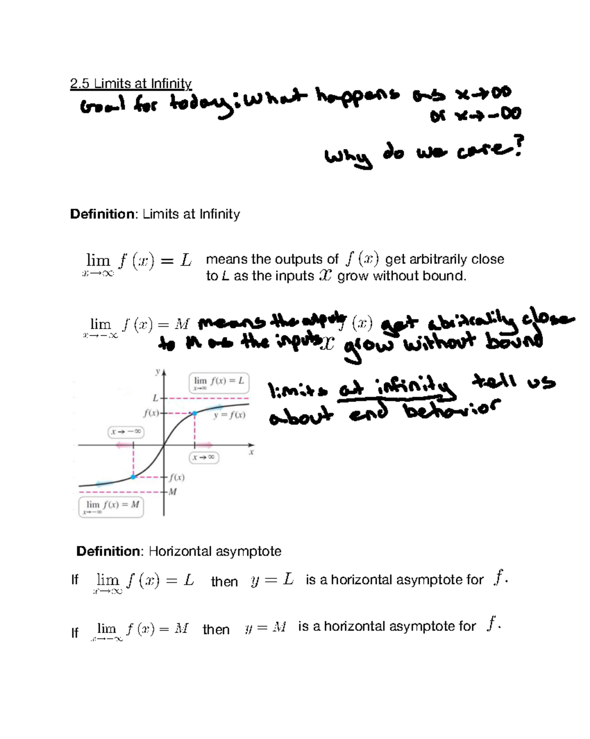 Limits at Infinity: Understanding Horizontal Asymptotes (MATH 2.5 ...