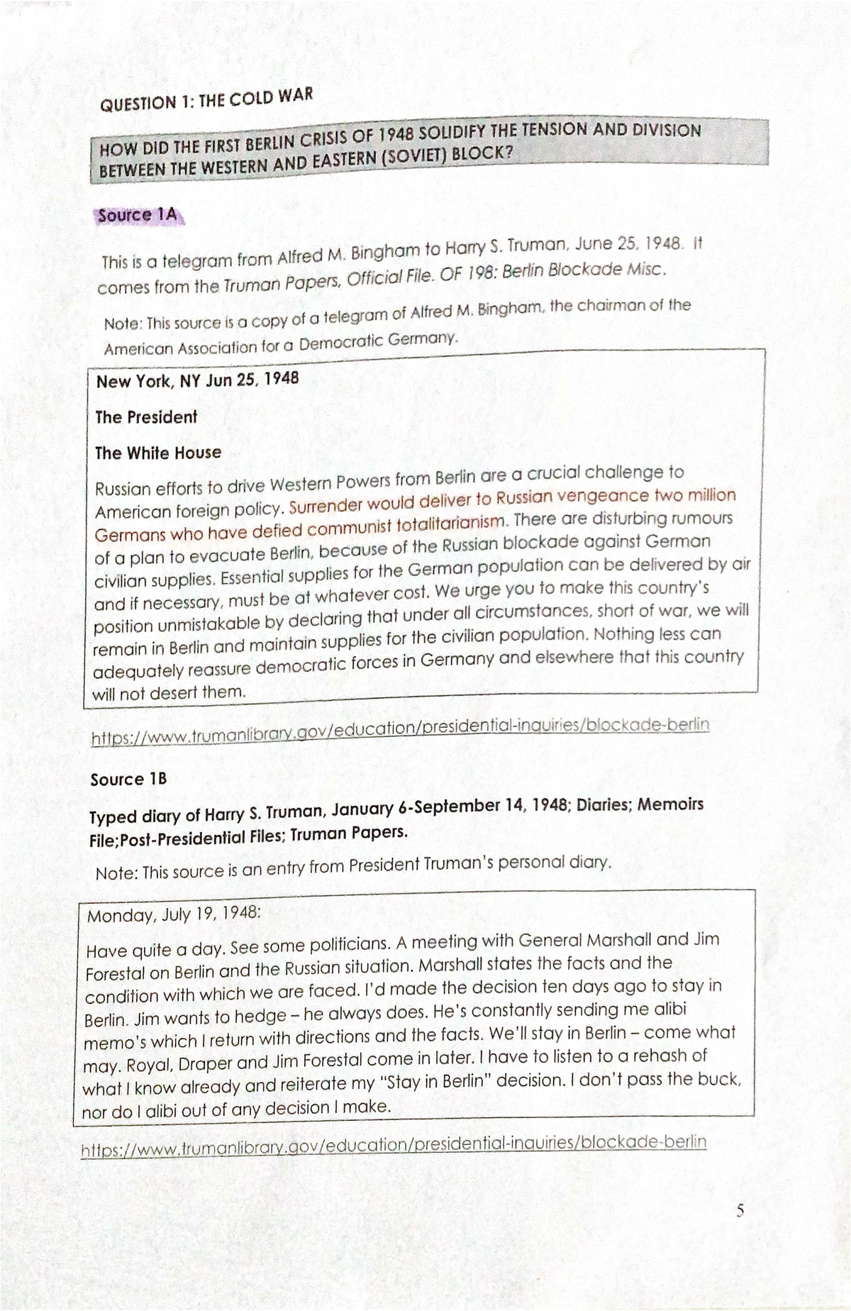 HIST 101: The Cold War - Impact of the 1948 Berlin Crisis on Tensions ...