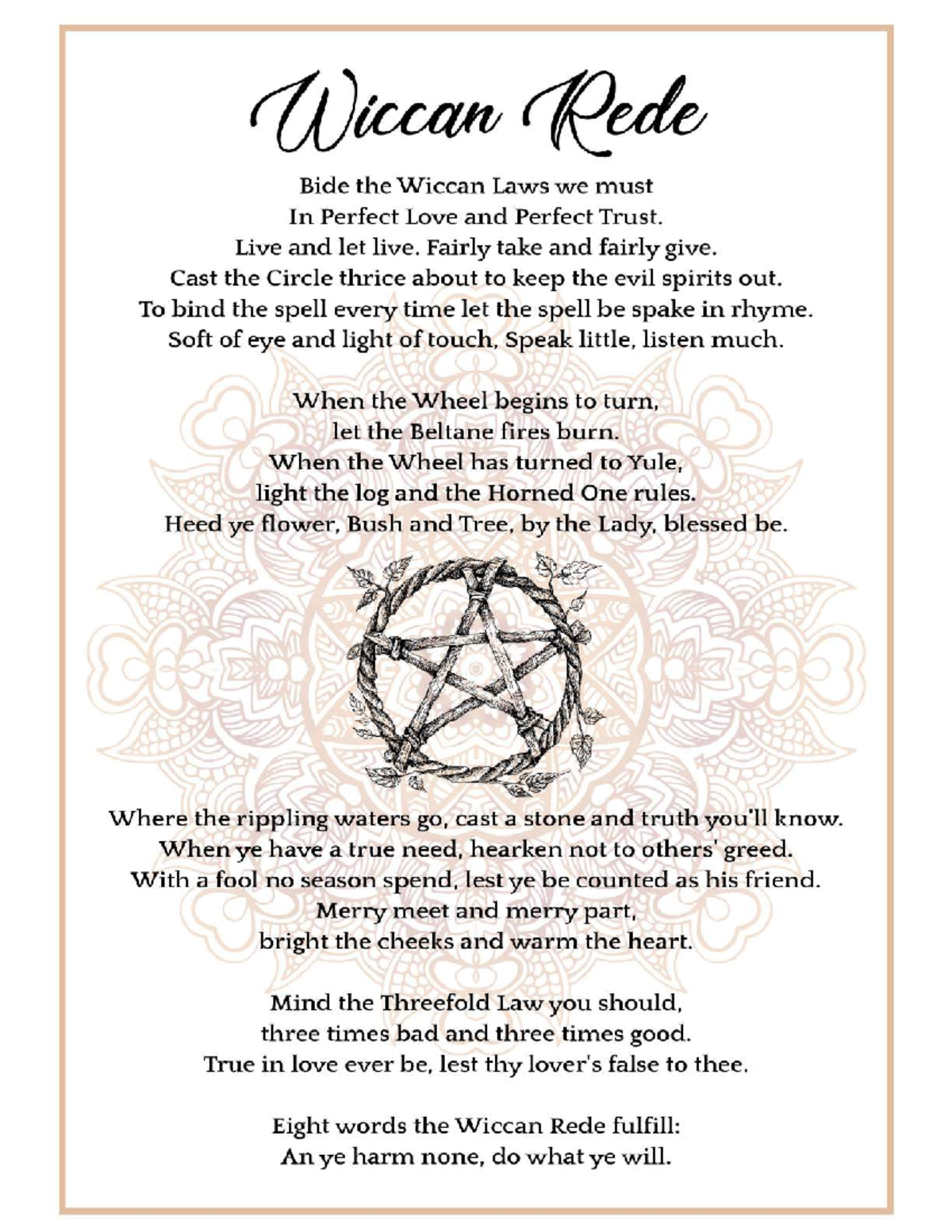 Wiccan Rede: Printable Spell Collection for Easy Reference - Studocu