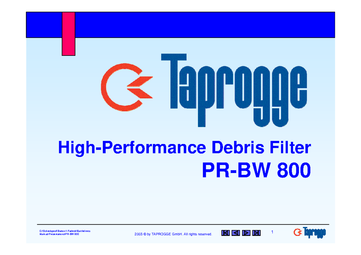 High-Performance Debris Filter Overview - PR-BW 800 Technology - Studocu