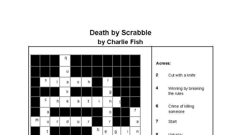 Death by Scrabble: Analysis & Questions for Discussion - Studocu