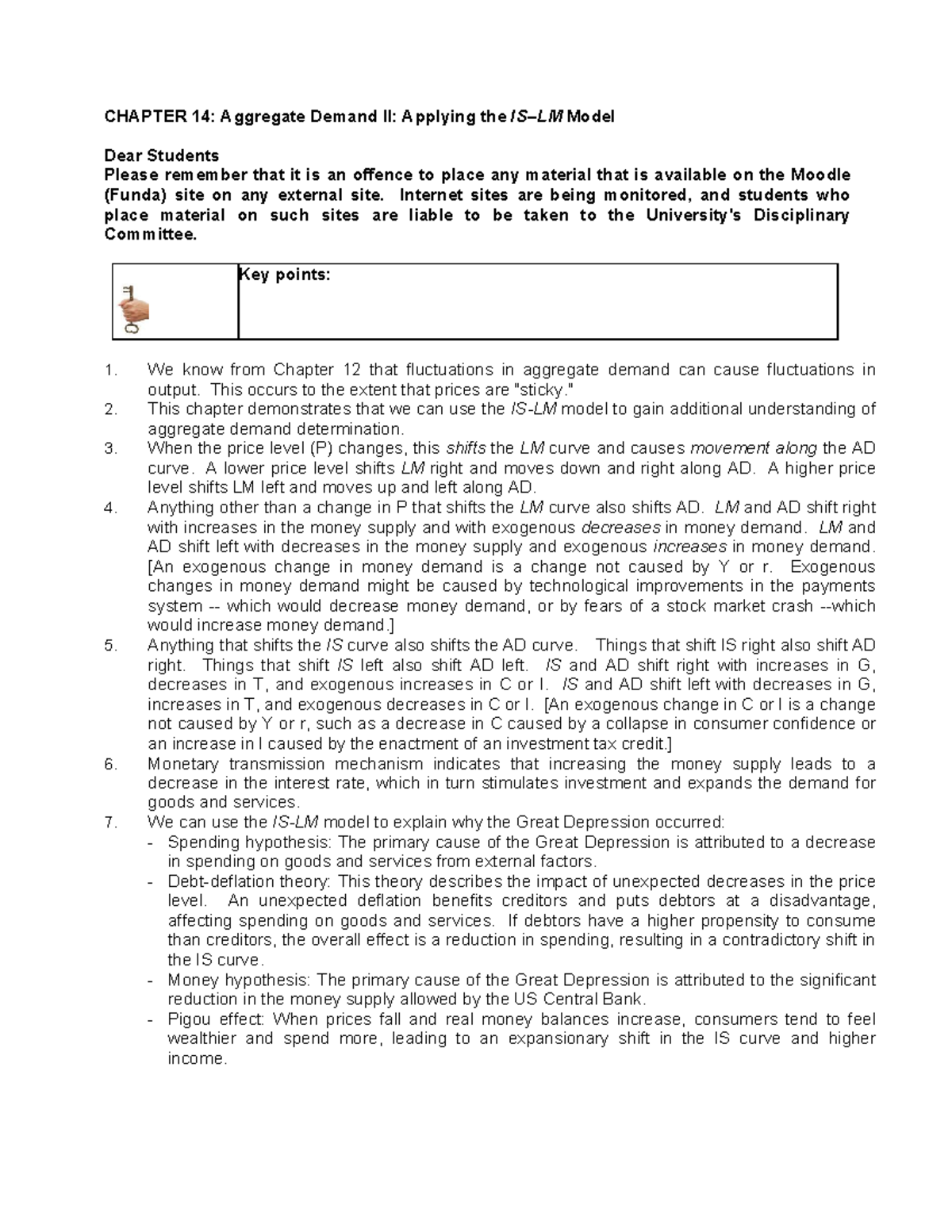 CHAPTER 14: Aggregate Demand II - IS-LM Model - Studocu