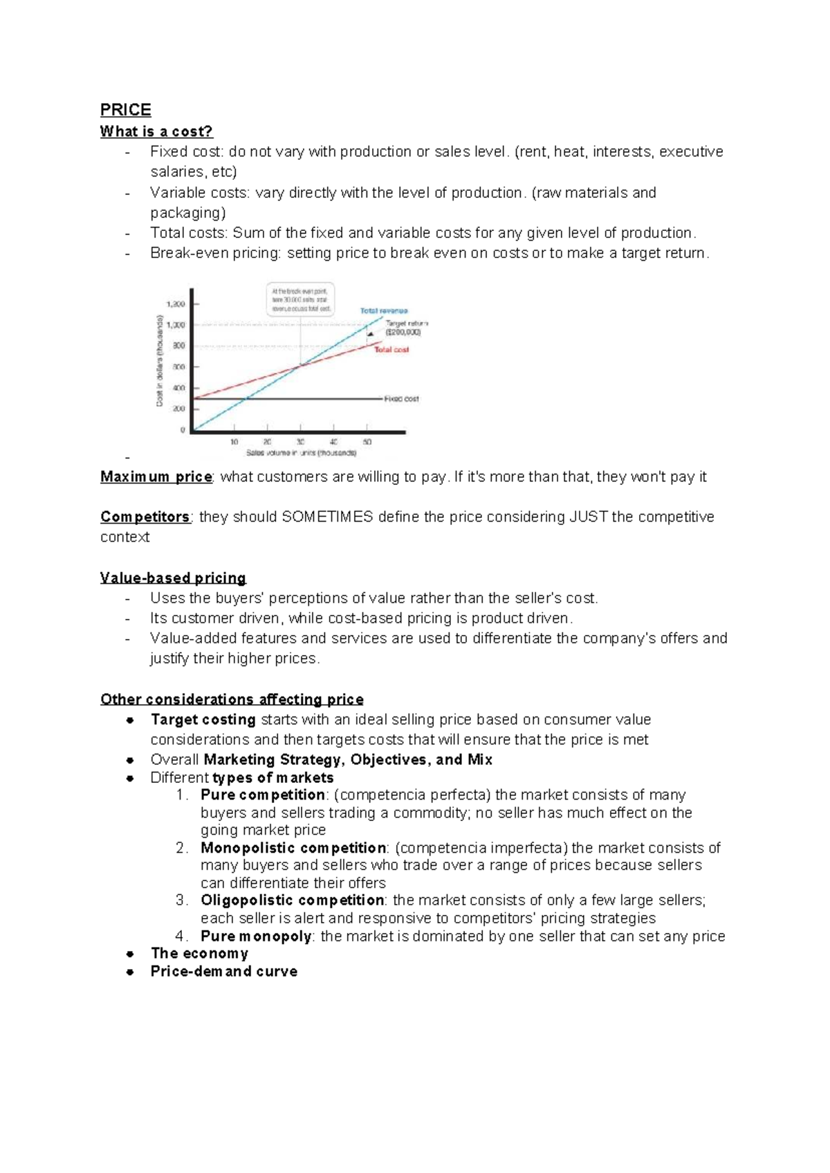 PRICE 101: Understanding Cost Structures and Pricing Strategies - Studocu