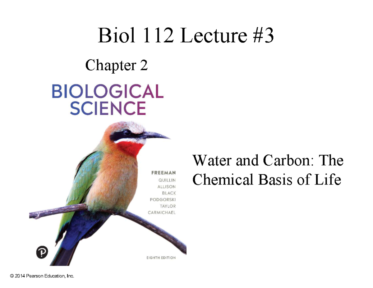 Biol 112 Final Exam Lecture Notes: Water & Carbon Chemistry - Studocu