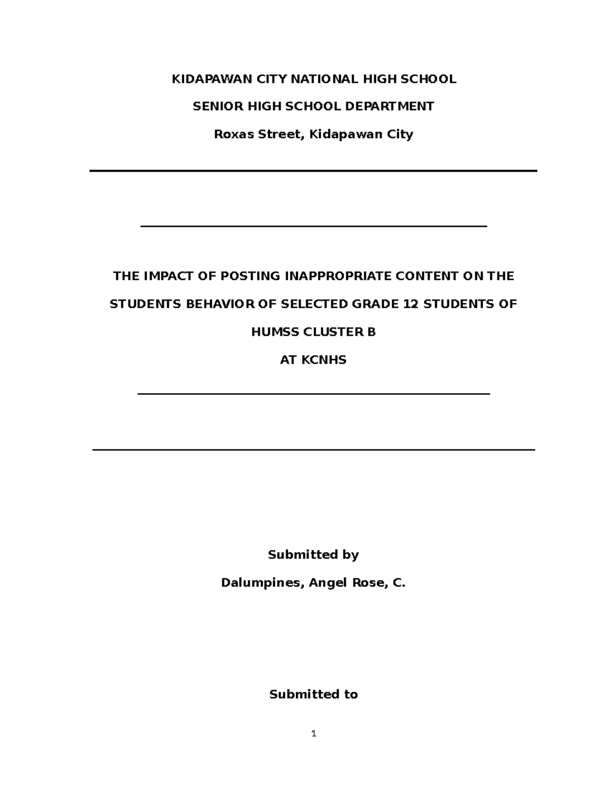The Impact of Inappropriate Content on Grade 12 Student Behavior at ...