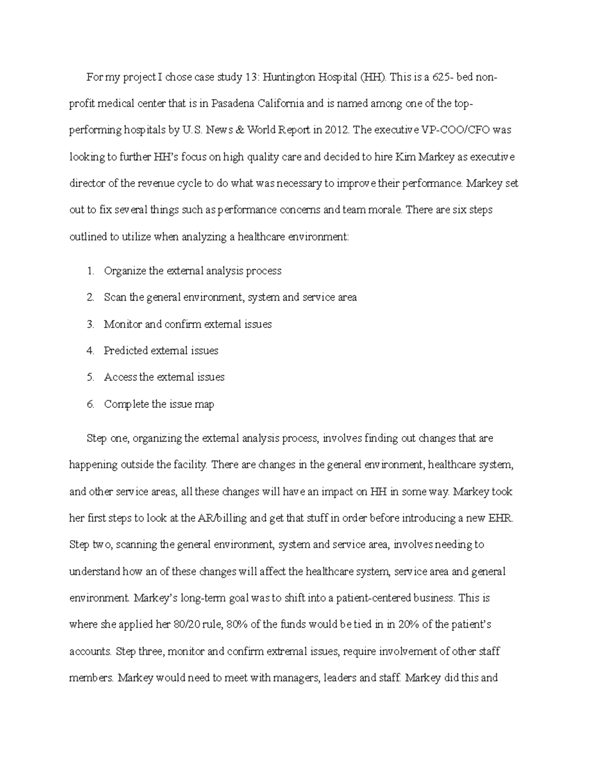 Case Study 13: Analyzing Huntington Hospital's Revenue Cycle Challenges ...
