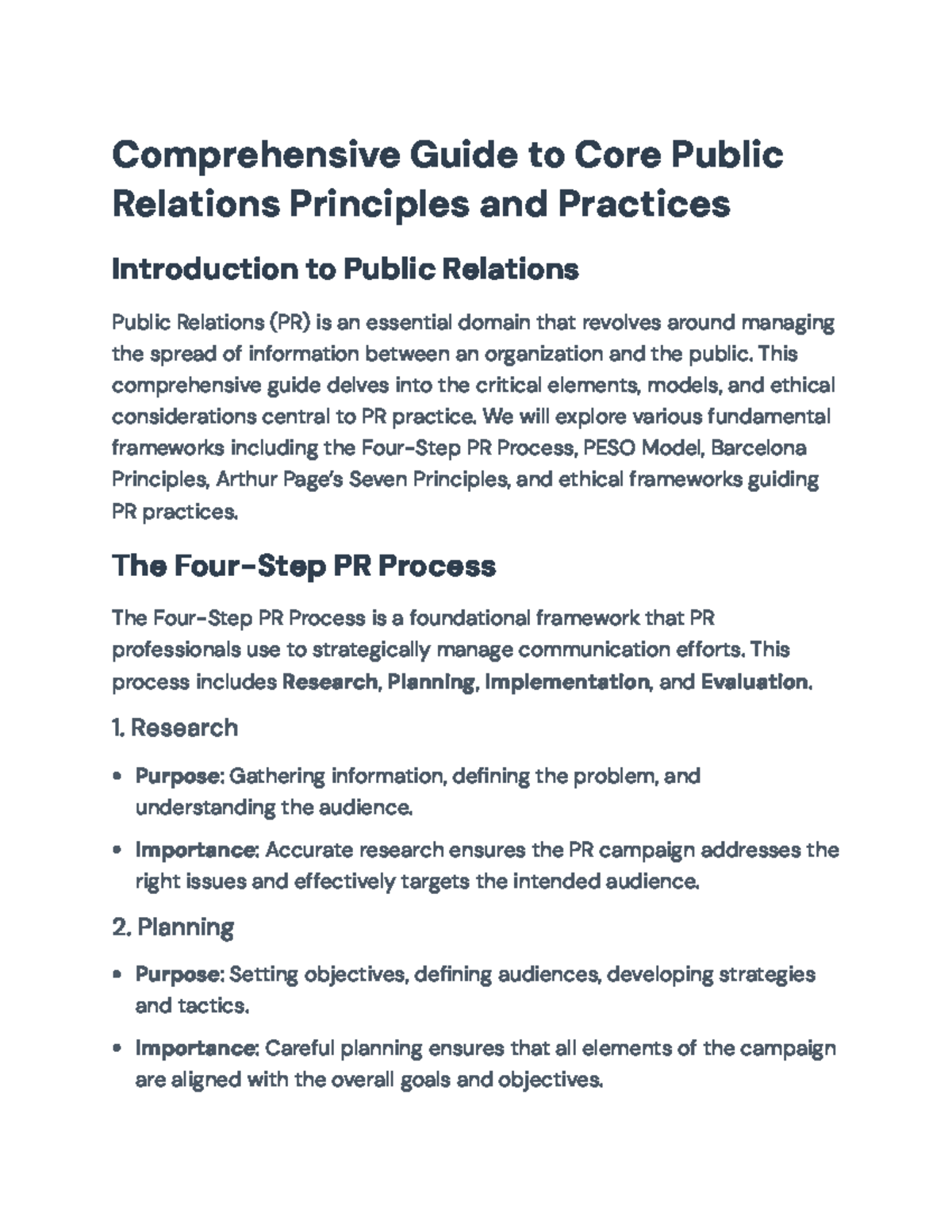 Comprehensive Public Relations Principles and Practices Guide ...