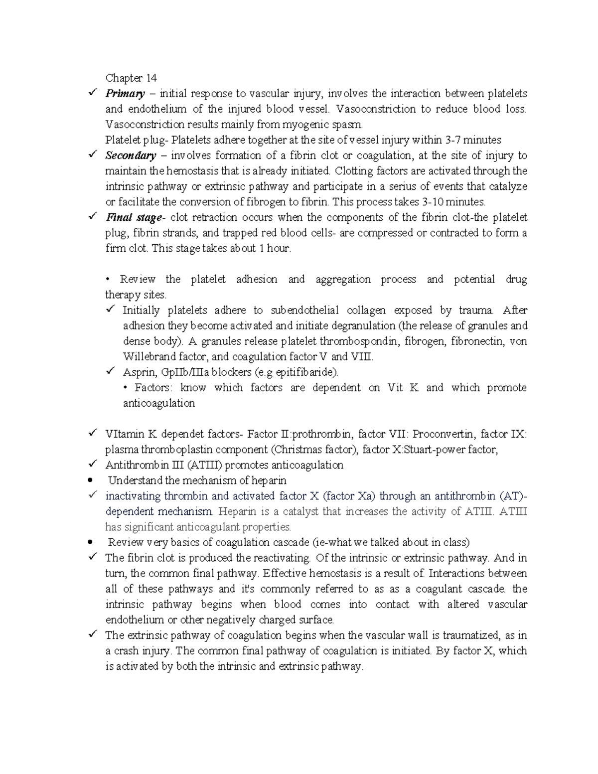 Chapter 14 Study Guide - Cardiovascular Response to Vascular Injury ...