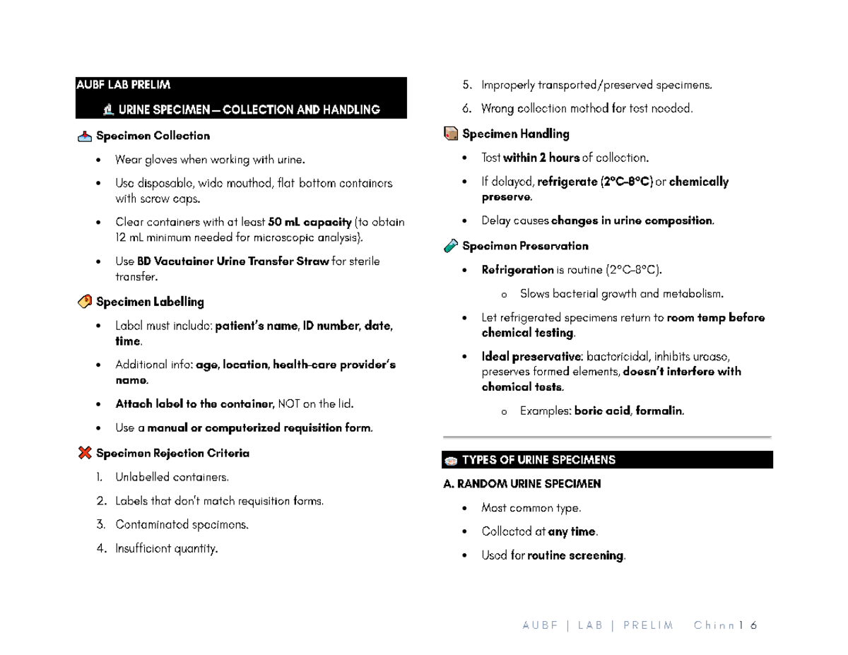 AUBF LAB PRELIM 5: Urine Specimen Collection & Handling Guidelines ...