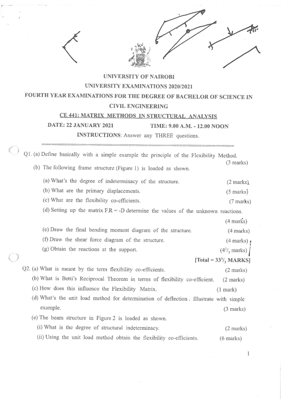 Sample matrix methods questions - Civil Engineering - Studocu