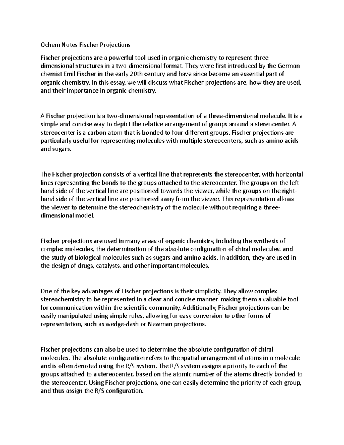 OChem Notes: Understanding Fischer Projections in Organic Chemistry ...