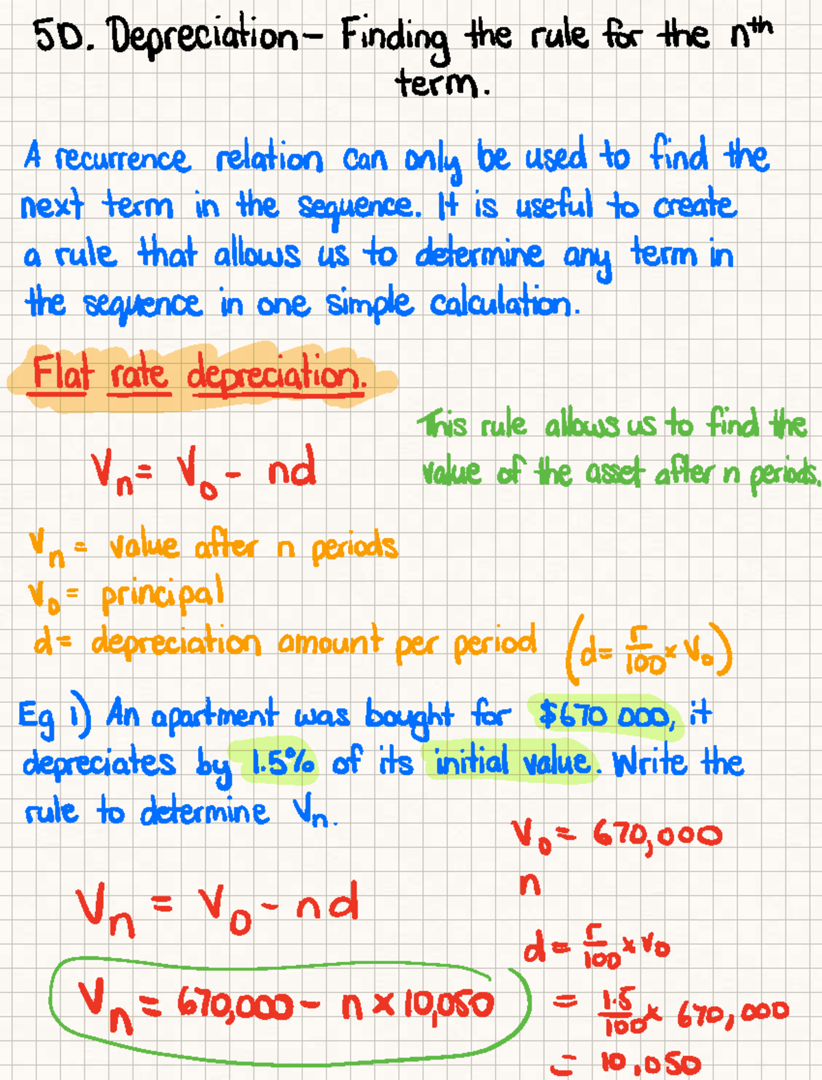 5D. Depreciation: Deriving the nth Term Rule for Asset Value - Studocu