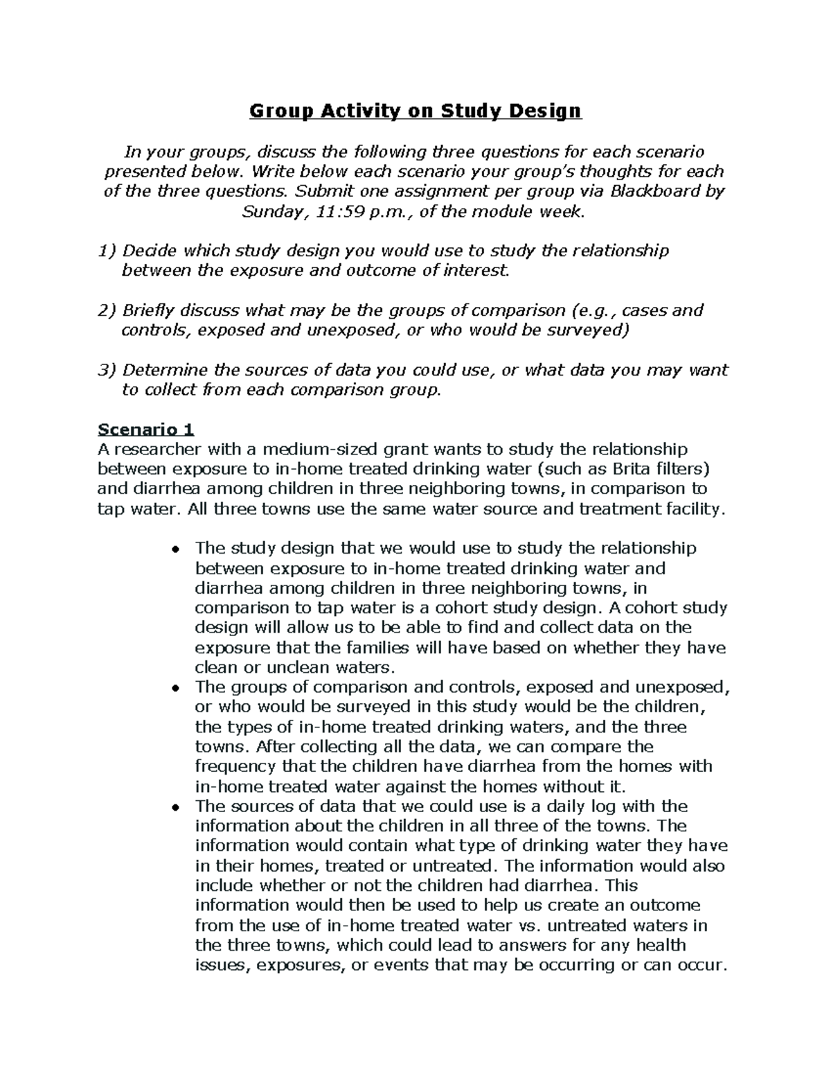 Group study design application activity (1) - Group Activity on Study ...
