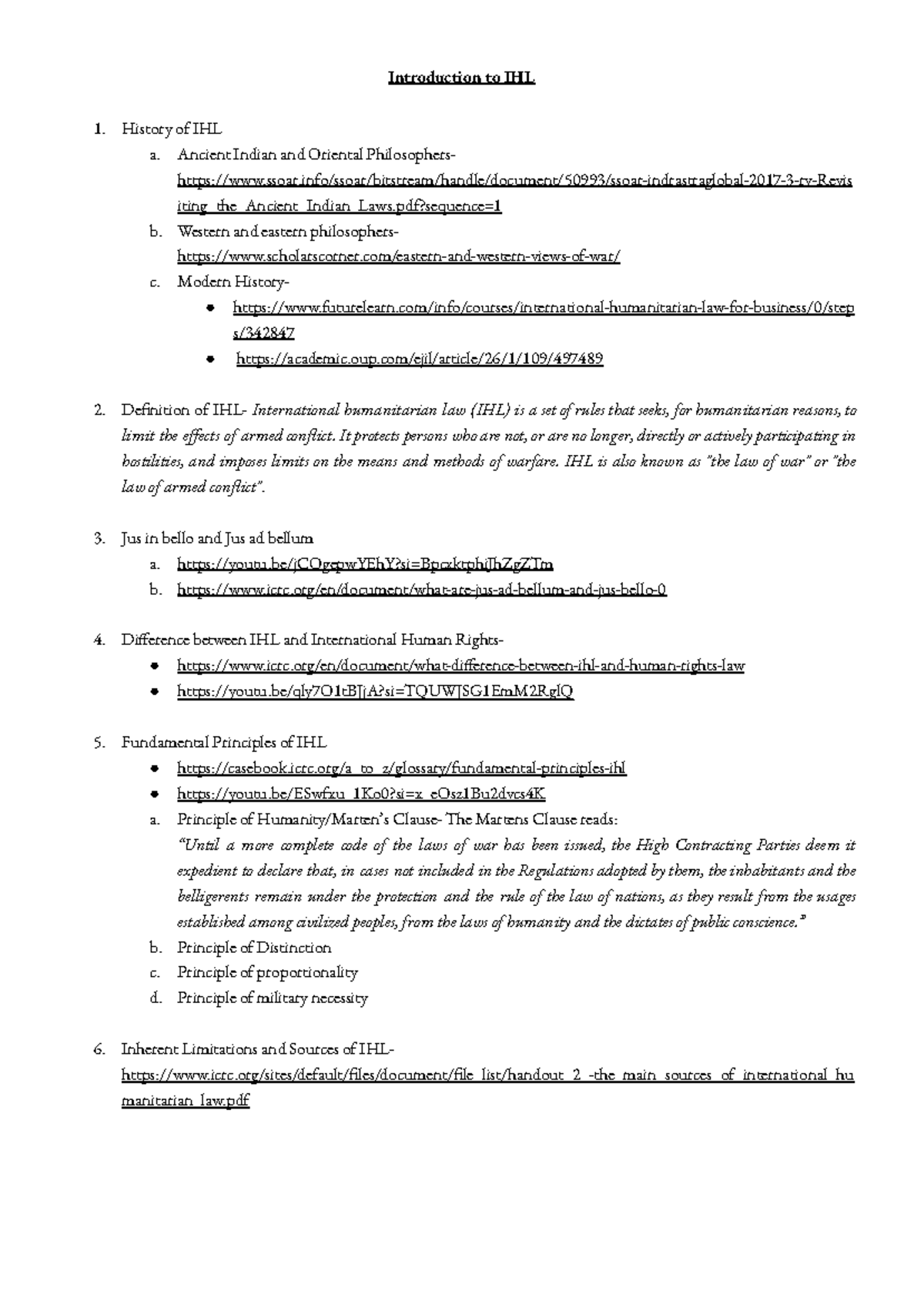 IHL 101: Introduction to International Humanitarian Law - Studocu