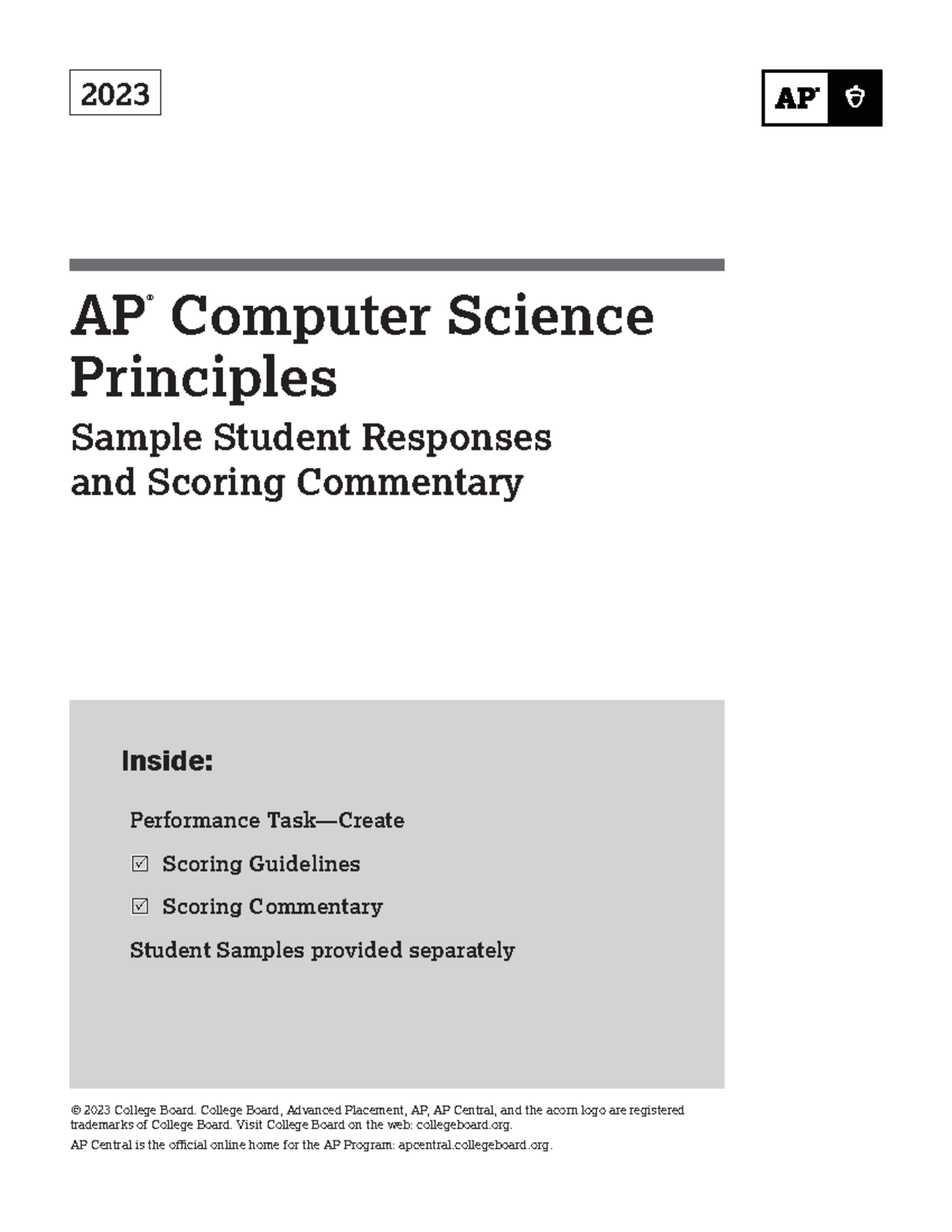 Ap23 apc computer science principles create 3 - 2023 AP ® Computer ...