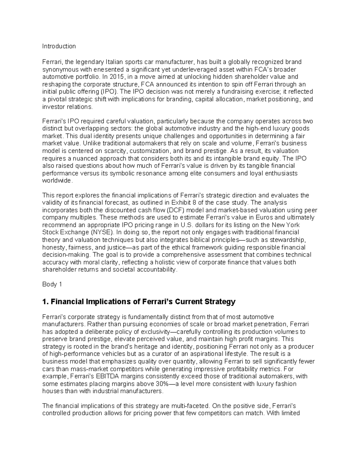 Ferrari Case Study: Financial Implications & IPO Strategy Analysis ...