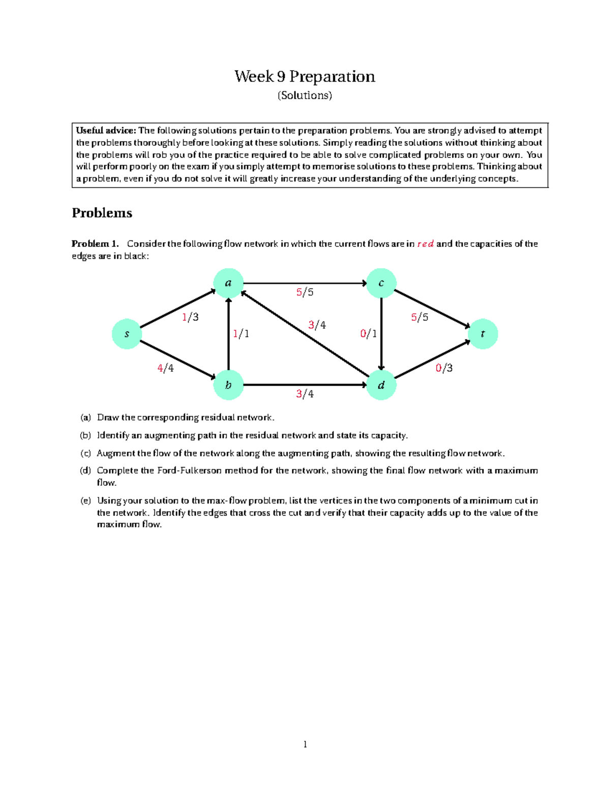 Week 9 Prep Solutions: Flow Network Problems Explained - Studocu