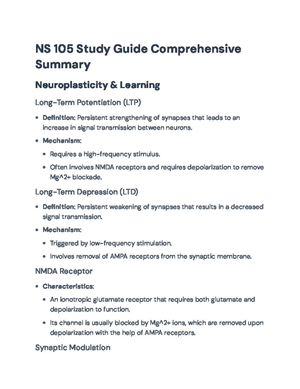 NS 105 Study Guide: Comprehensive Insights on Neuroplasticity ...