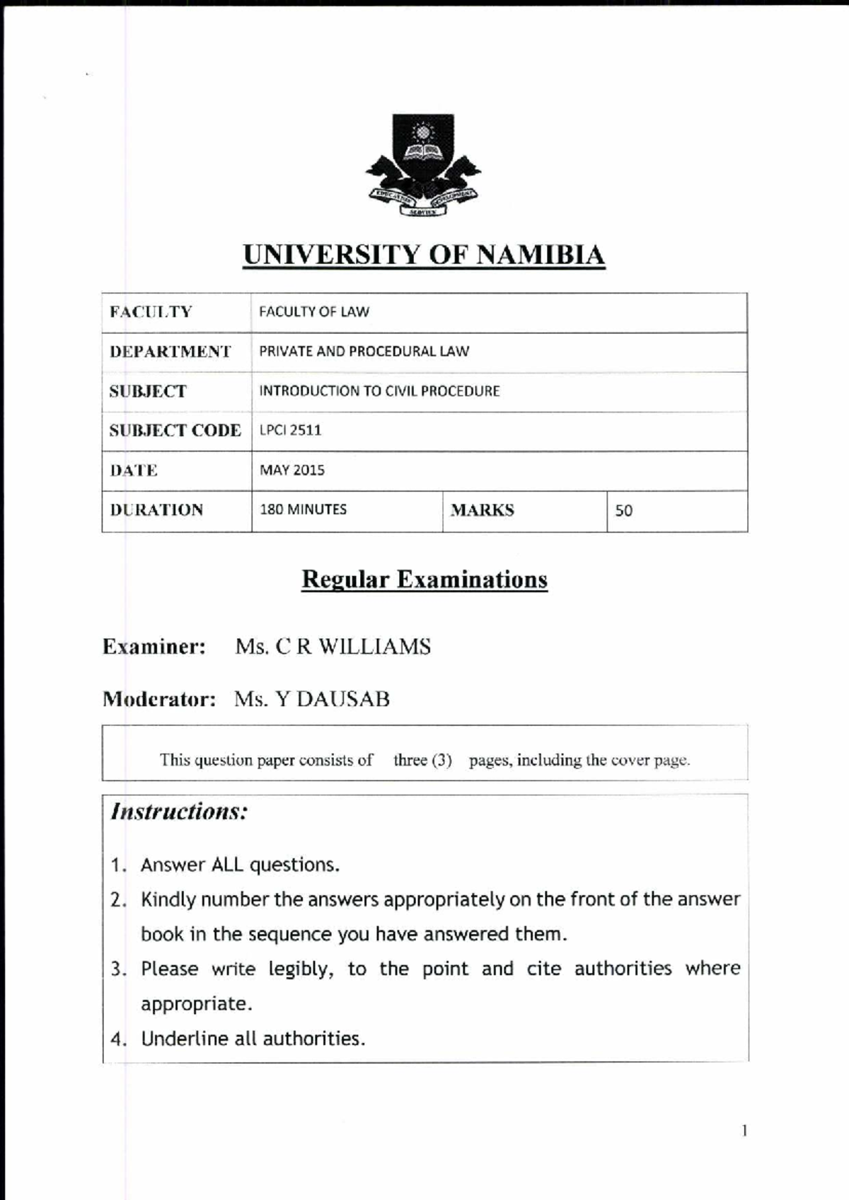Lpci2511 2015 05 nor - PAPERS FOR REVISION - FACULTY FACULW OF LAW ...