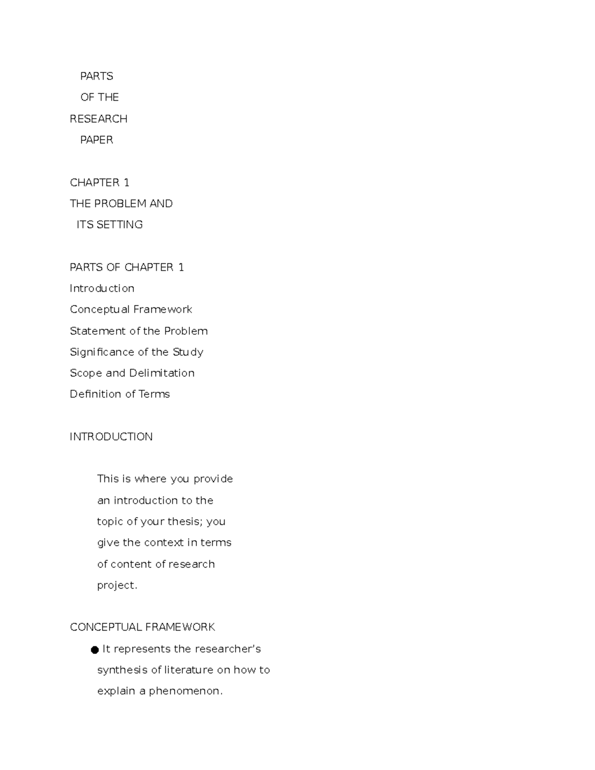 Research Paper Components: Chapter 1 to Chapter 5 Overview - Studocu
