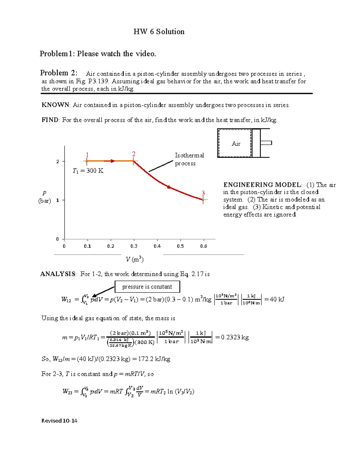 HW6 W24 Solution: Piston-Cylinder Processes and Heat Transfer Analysis - Studocu