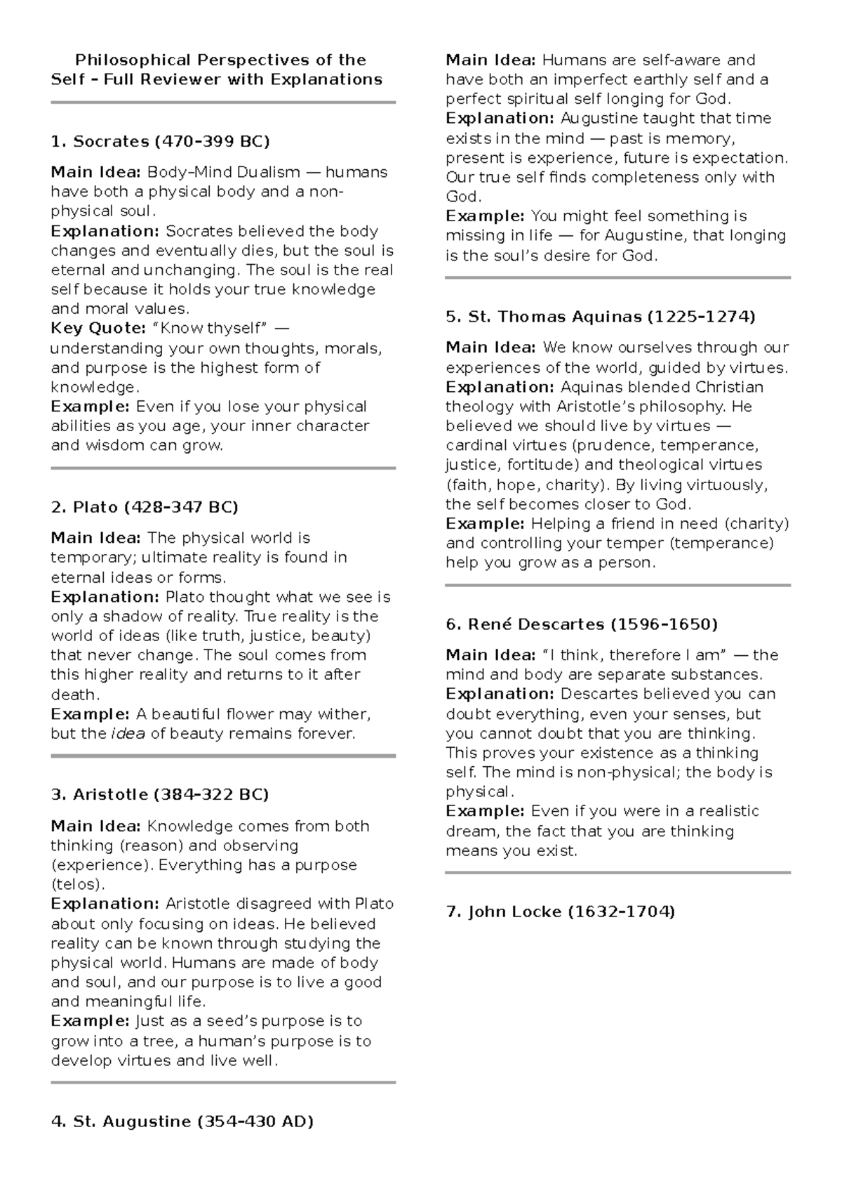 PHIL 101: Philosophical Perspectives of the Self - Full Review Guide - Studocu