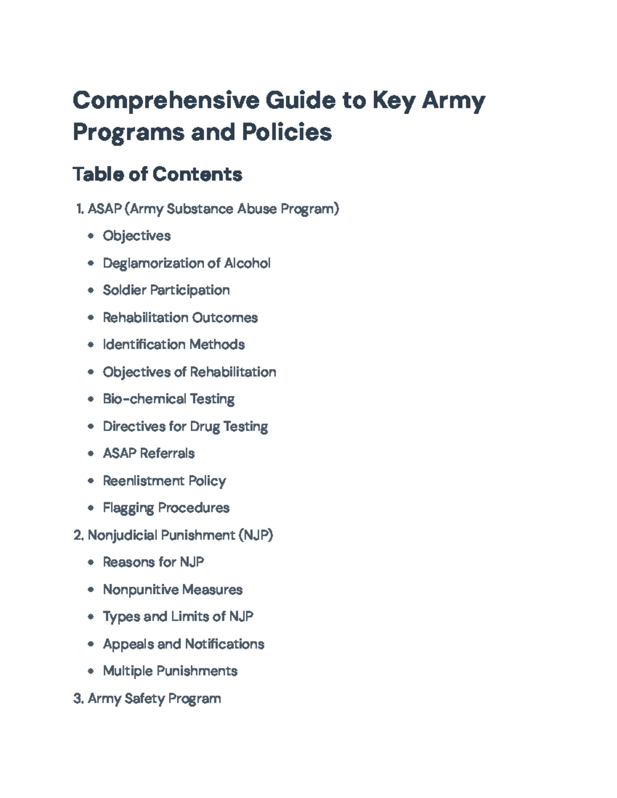 Comprehensive Army Policies and Programs Overview (Course Code: N/A ...