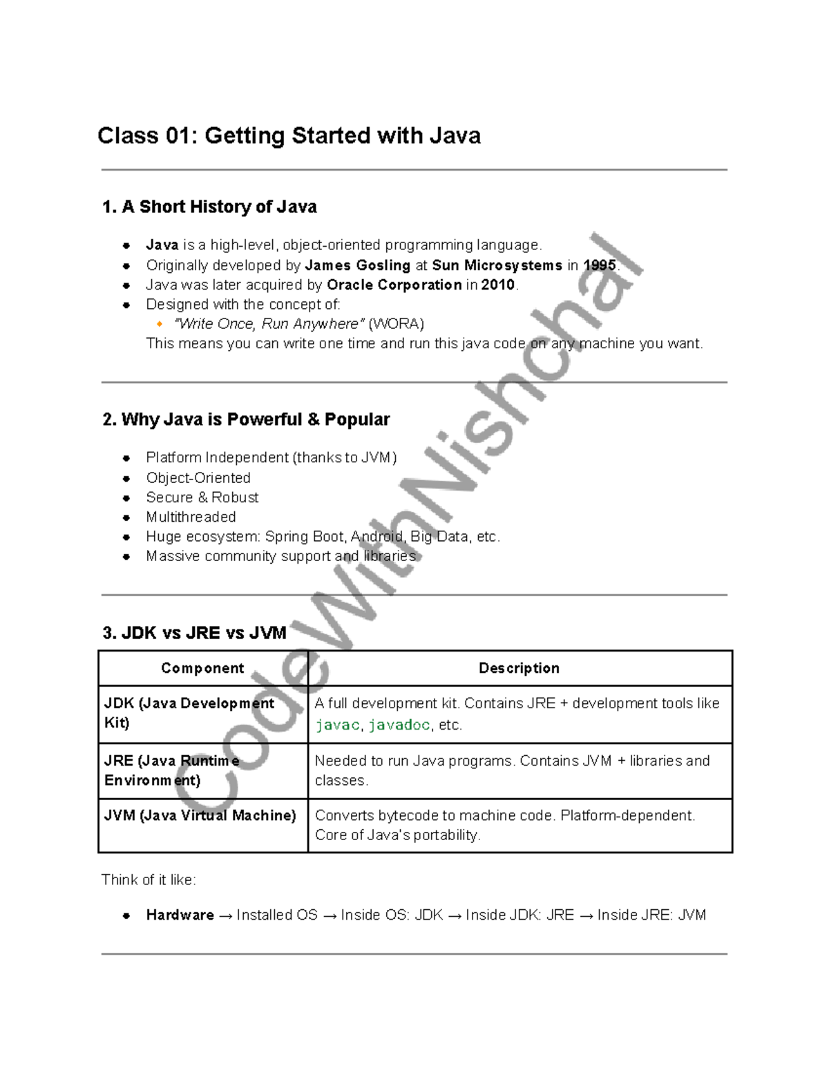 Java 1: Complete Notes on Getting Started with Java - Studocu