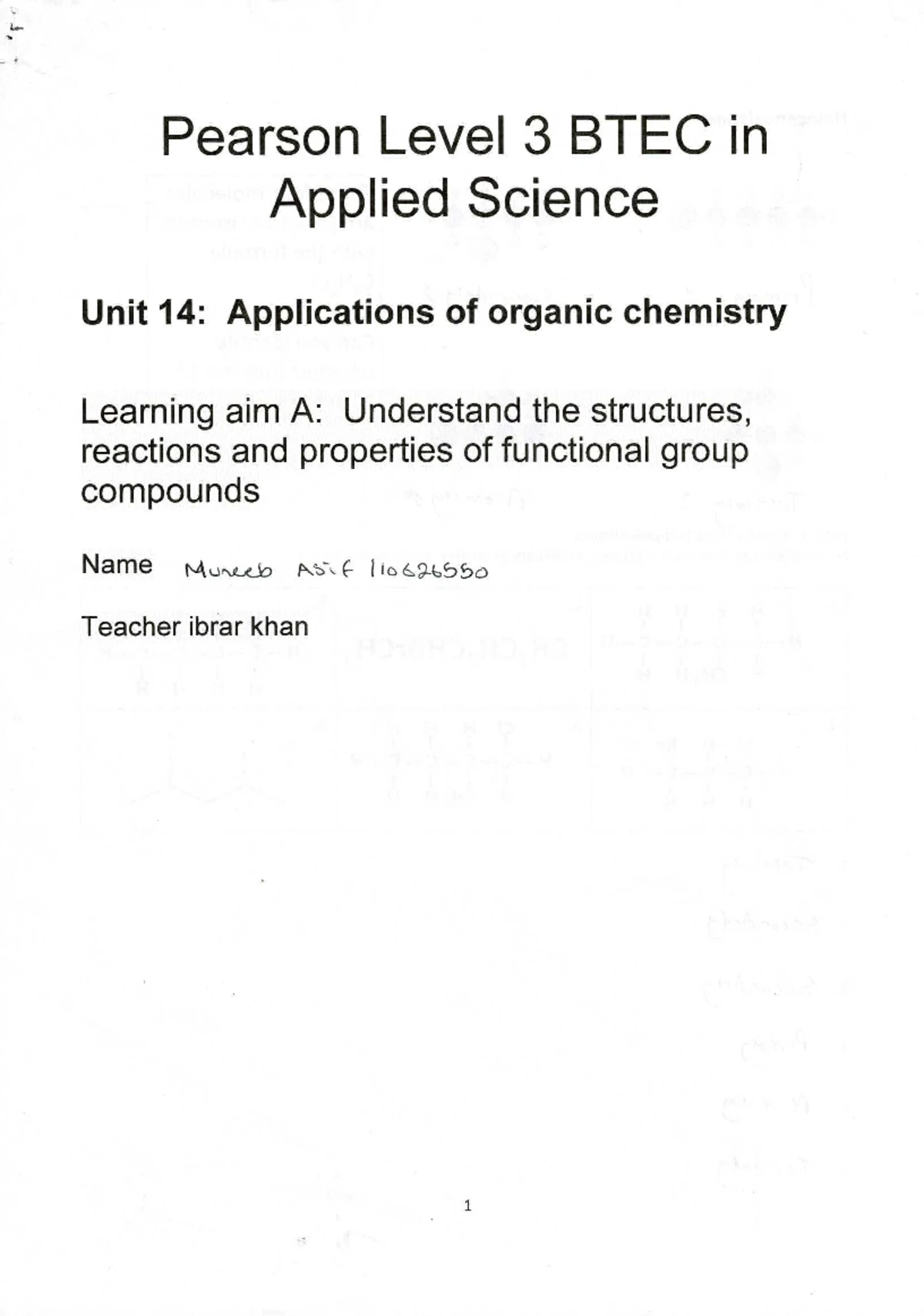 Unit 14 Assignment A: Functional Groups & Mechanisms in Organic ...