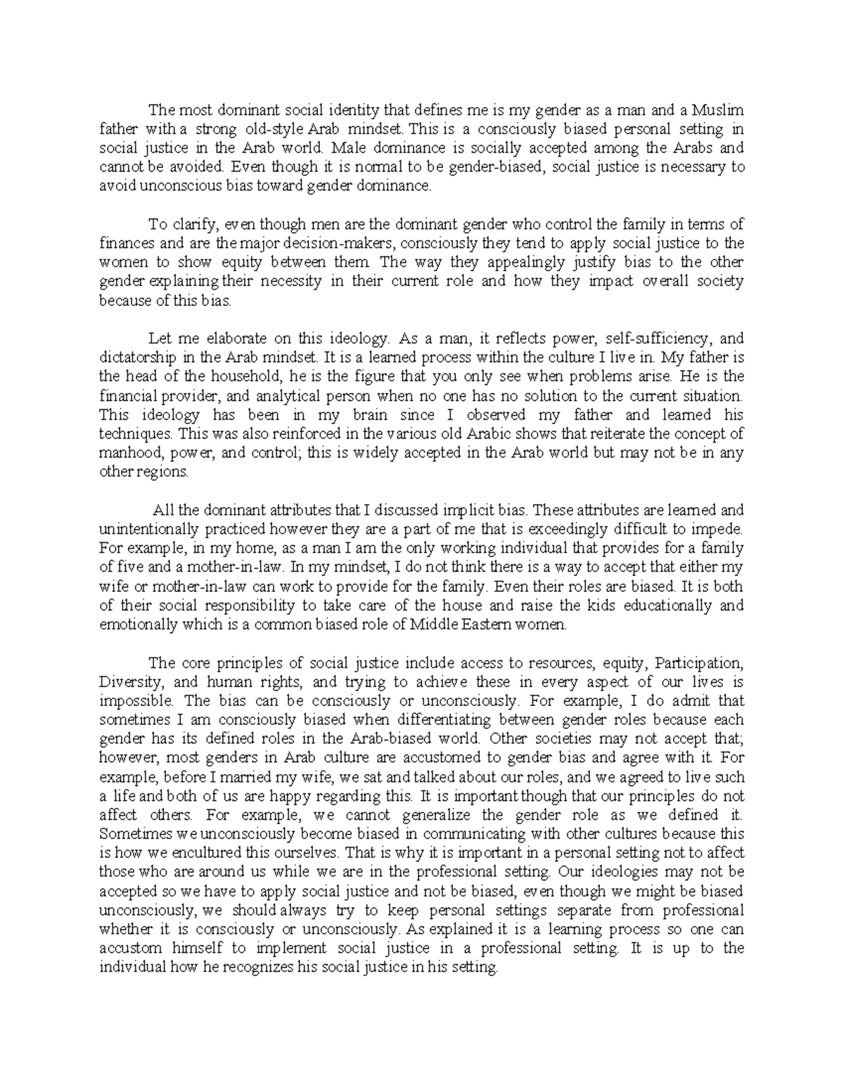 Social Identity and Gender Bias in Arab Culture: A Personal Reflection ...