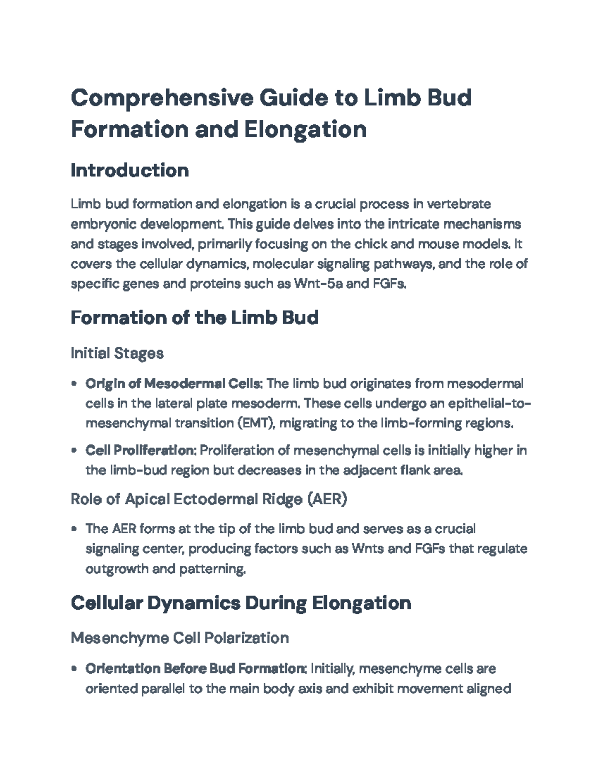 Comprehensive Study on Limb Bud Formation & Elongation (Bio 101) - Studocu