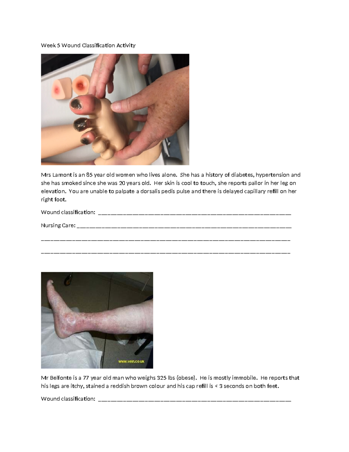 2021 Student Worksheet - Wound classificiation - Week 5 Wound ...
