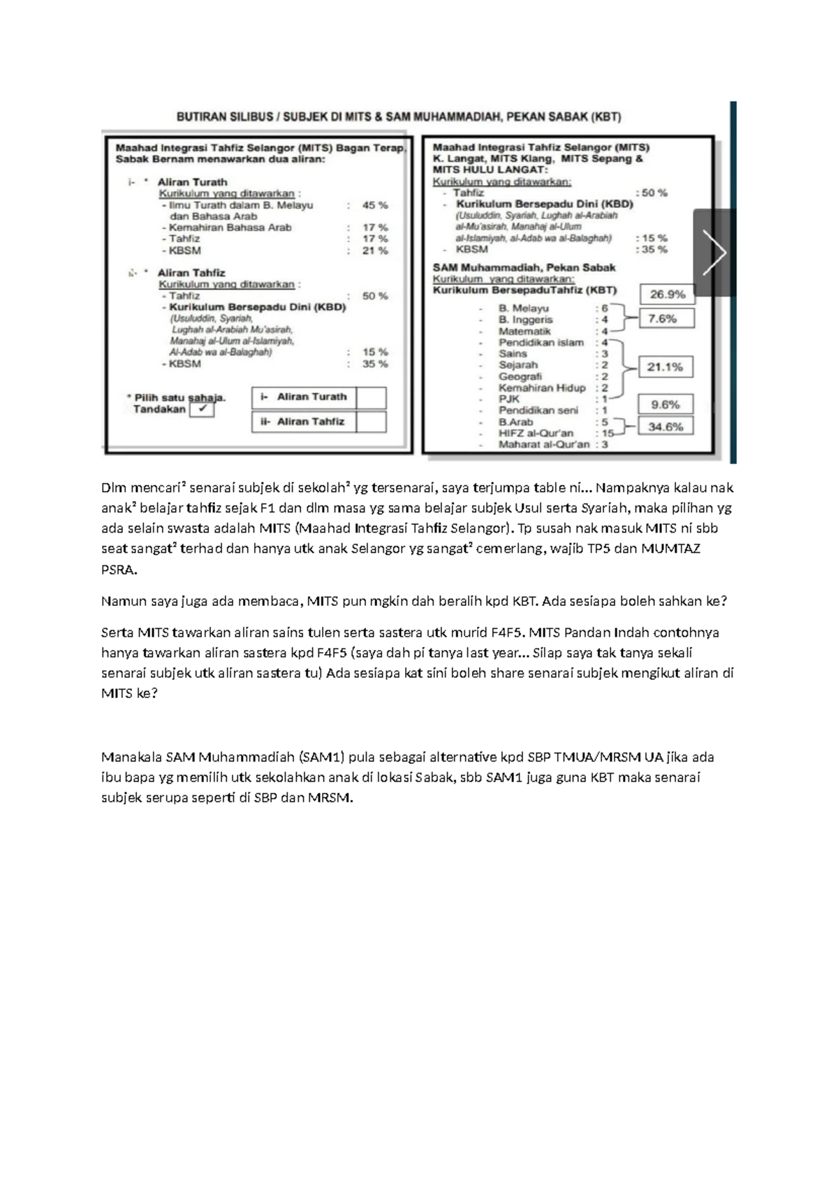 MITS dan SAM - Panduan Subjek dan Pilihan Pendidikan Tahfiz - Studocu