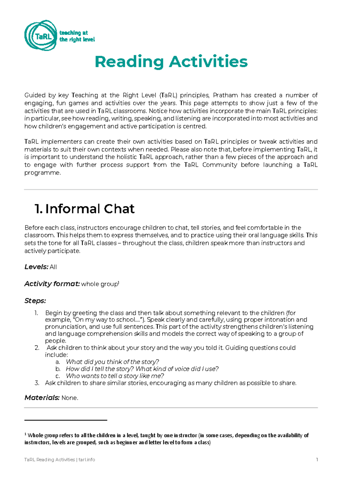 Reading Activities for TaRL Classrooms: Engaging Strategies and Games ...