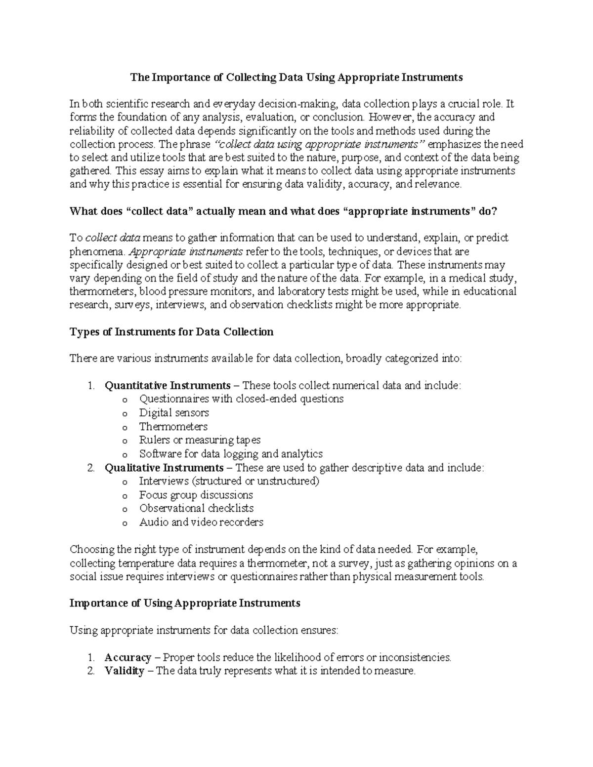 Practical Research: The Role of Appropriate Data Collection Instruments ...