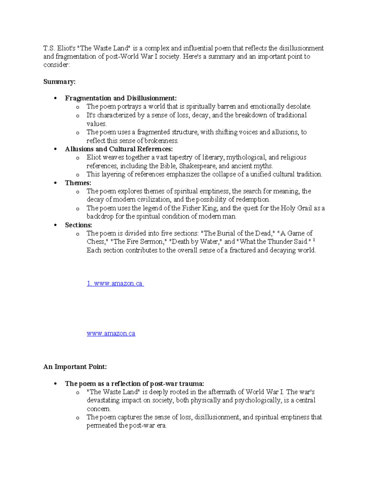 T.S. Eliot's "The Waste Land": Summary & Key Themes Analysis - Studocu